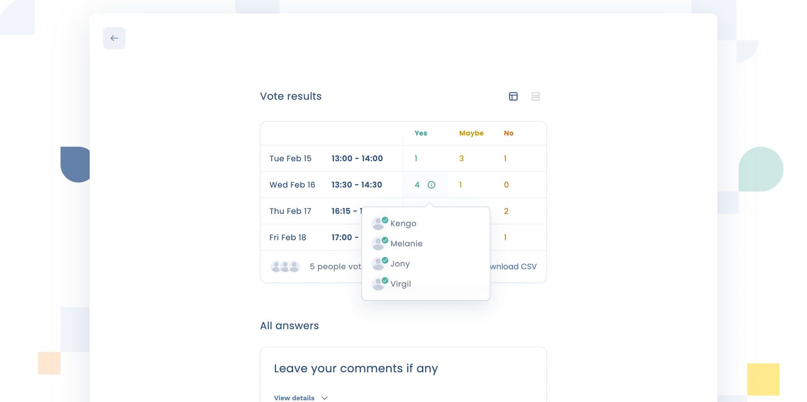 Table view for Poll results is now available