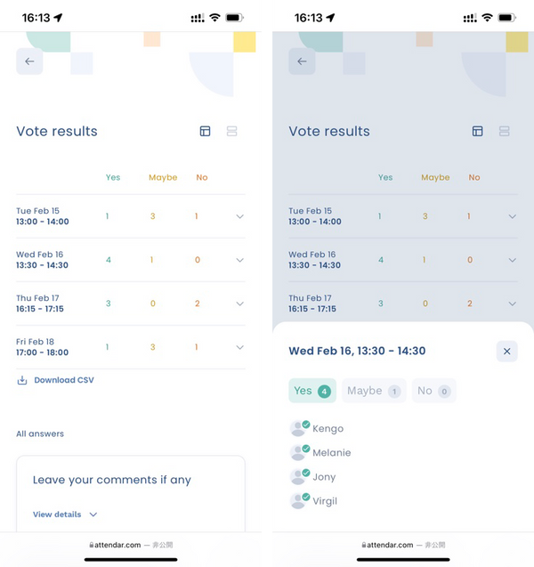 Table view for Poll results is now available